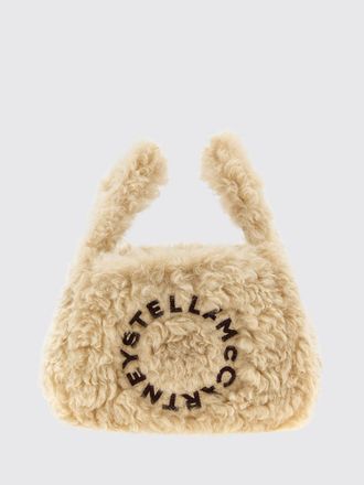 Stella McCartney Mini sac &agrave; main en shearling vegan avec logo brod&eacute;