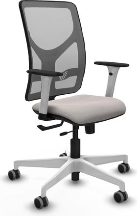 Piqueras y Crespo Schreibtischstuhl grau und wei&szlig;, mit wei&szlig;en und schwarzen Armlehnen, h&ouml;henverstellbare Lendenwirbelst&uuml;tze, ausgestattet mit Syncro/Traslack und Schnei