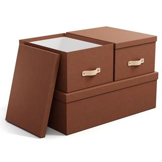 Bigso Box of Sweden BIGSO INGE 3er-Set Aufbewahrungsboxen f&uuml;r das Schlaf-, Kinder-, Arbeits- & Badezimmer - Ordnungsbox mit Deckel - Aufbewahrungskisten aus 100% recycelt