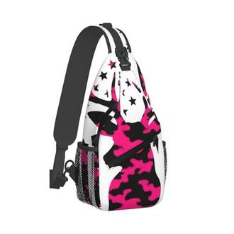 Generic Casual Sacoche Tactique Camouflage Roses amusant drapeau am&eacute;ricain pour la chasse au cerf Sac De Poitrine Durable Sac &agrave; Dos De Voyage pour Homme Femme