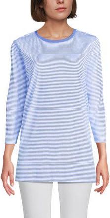 Lands End Supima-Shirt mit 3/4-&Auml;rmeln, Damen, Gr&ouml;&szlig;e:48-50 regular, Blau, Baumwolle, by Lands End