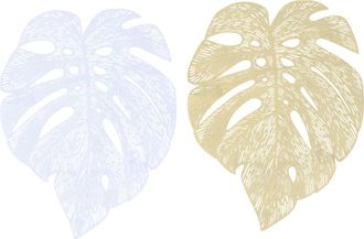 NUOBESTY GARVALON 2 St&uuml;ck PVC Tischset mit Bl&auml;ttern rutschfeste Tischmatte Hitzebest&auml;ndig und Abwischbar Dekoration f&uuml;r K&uuml;che Restaurant und Zuhause