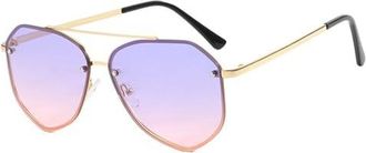 Generic Lunettes De Soleil &Agrave; Monture Large En M&eacute;tal For Femmes, Id&eacute;ales For Les Sorties Ville Ou F&ecirc;tes(Purple)