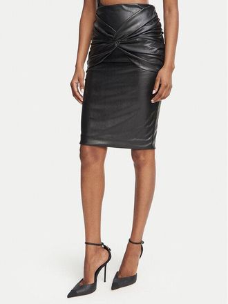 Elisabetta Franchi Rock aus Kunstleder GO-219-66E2-V260 Schwarz Slim Fit