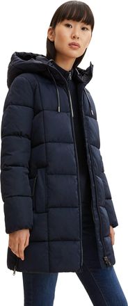 Tom Tailor Damen Lange Pufferjacke aus recyceltem Polyester 1026998, 10668 - Sky Captain Blue, L