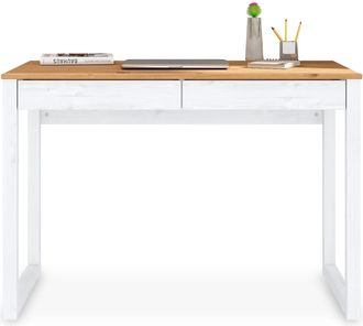 IDIMEX Schreibtisch NOAH mit 2 Schubladen aus Massivholz in eichefarben & wei&szlig;. Robuste Computertische, m&ouml;bel f&uuml;r arbeitszimmer, Arbeitstisch mit Stauraum, b