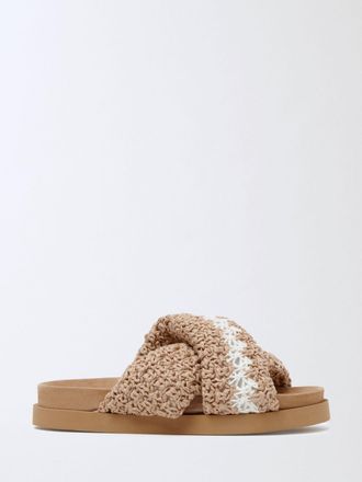 Fabiana Filippi Mules ray&eacute;es en crochet de coton &agrave; talon bas