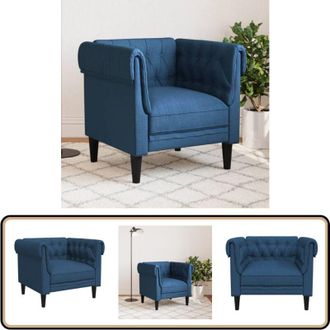 vidaXL Vidaxl - Fauteuil Chesterfield bleu tissu - Fauteuil Chesterfield - Canapé Bleu - Meuble Salon - Fauteuils Confortables - Décoration Intérieure
