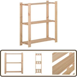 vidaXL Lagerregal mit 3 Böden 80x28,5x90 cm Massivholz Kiefer - Holzregal - Kiefernholz - Industrieregals - Lagerregal - Werkzeugschrank