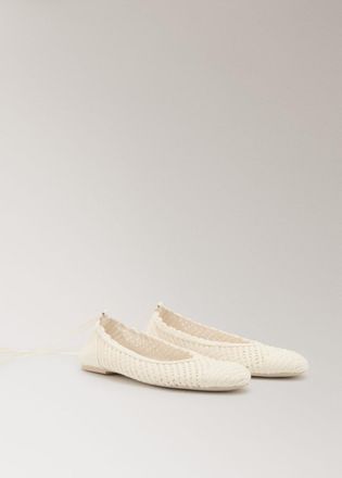 Mango Ballerines en tissu avec lani&egrave;res blanc cass&eacute; - Femme - 36 - MANGO