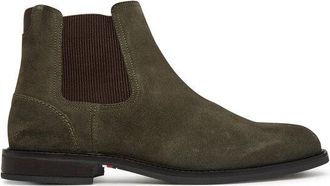 Tommy Hilfiger Klassische Stiefeletten Corporate Dressy Suede Chelsea FM0FM05953 Khakifarben