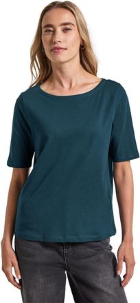 Street One Damen 3228108 Shirt mit U-Boot-Ausschnitt, Tide Blue, 38