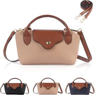 Generic Petit sac à main en cuir pour femme, sac à bandoulière en cuir, mini sac fourre-tout à bandoulière avec large sangle réglable pour femmes et filles, v