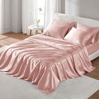 Madison Park Luxuriös und seidig mit natürlichem Glanz, Polyester, Blush, King