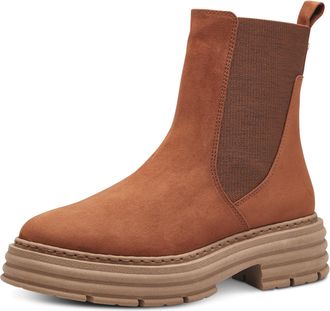 Marco Tozzi Damen Chelsea Boots zum Reinschlüpfen Plateau, Braun (Nut), 36