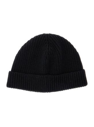 Valentino Garavani Mens Black Knit Beanie With Vlogo Cashmere Hat