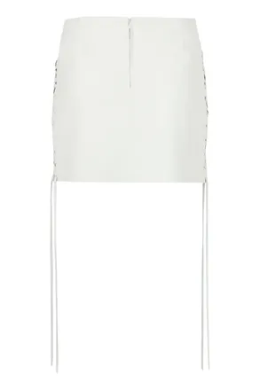 Salvatore Santoro Womens Leather Mini Skirt White Ovine