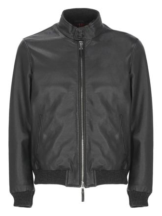 The Jack Leathers Lederjacke mit Stehkragen - Schwarz