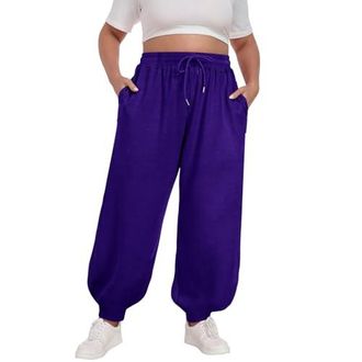 Generico Pantalon de sport pour femme, taille haute, pantalon de surv&ecirc;tement pour femme, avec cordon de serrage large, pantalon avec poches douces et confortab
