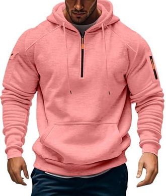 Generic Pull &agrave; capuche uni printemps pour homme 2026 - Manteau dhiver pour loisirs, fitness, jogging - Couleur assortie - Fermeture &eacute;clair - Manteau dhiver ch