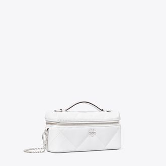 Tory Burch Damen Kira Kosmetiktasche in Vintage-Optik mit Rautensteppung