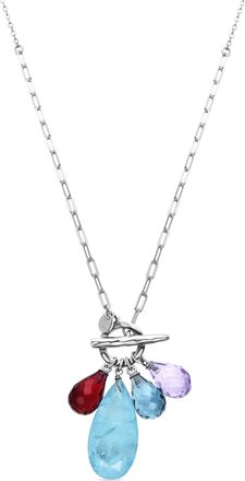 Luxenter Halskette in 925 Sterlingsilber und hydrothermalem Aquamarin-Quarz-Rhodium-Finish - Wada