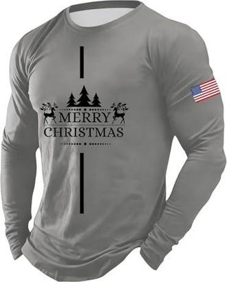 Generic T-shirt &agrave; manches longues et col rond pour les vacances, t-shirt graphique doux, d&eacute;contract&eacute;, coupe d&eacute;contract&eacute;e, chemise fantaisie, gris, 4XL