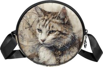 Generic Petit sac &agrave; bandouli&egrave;re rond pour femme, petit sac &agrave; bandouli&egrave;re avec fermeture &eacute;clair et bretelles r&eacute;glables style d&eacute;contract&eacute; pour femmes et filles