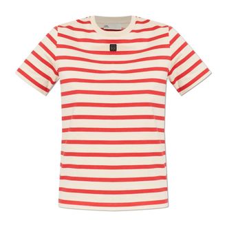 Tory Burch Gestreiftes Baumwoll-T-Shirt - - Tops - Damen - Rot - L