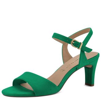 Tamaris Damen Sandalen mit Absatz Textil Vegan Stilettoabsatz Sommer; GREEN/grün; 41