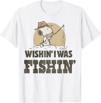 Peanuts Erdnüsse - Snoopy Wishin I Was Fishin T-Shirt