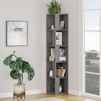 Decortie Decortie Biblioth&egrave;que dangle moderne Piano &Eacute;tag&egrave;re haute de pr&eacute;sentation gris r&eacute;tro 158,9 cm