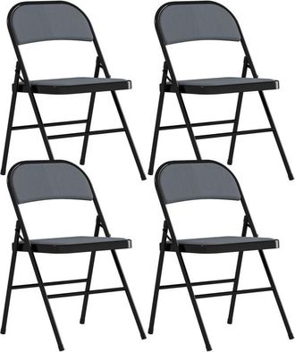 HOMCOM Lot de 4 chaises pliantes - HOMCOM - portables - si&egrave;ge rembourr&eacute; en velours c&ocirc;tel&eacute; et cadre en acier - gris