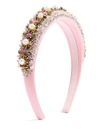Valentino Garavani serre-t&ecirc;te &agrave; perles brod&eacute;es - Rose