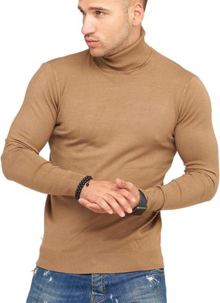 Behype. Herren Feinstrick Rollkragen-Pullover Casual & Business Pulli 40-8200 Beige XL