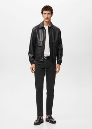 Mango Schwarze Slim Fit Jeans Jan black denim - Herren - 36 - MANGO MAN