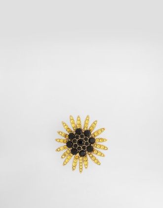 Dolce & Gabbana Sartoria Floral Brooch With Rhinestones - Mann Bijoux Gold Metall Onesize