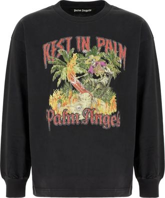 Palm Angels Homme, Tops, Noir, Taille: M Rest In Palm Long Sleeve T-Shirt