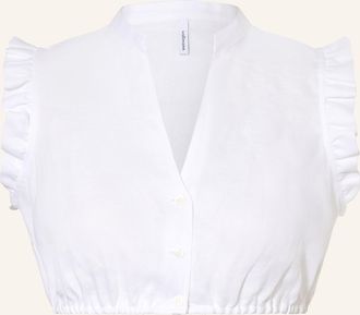 Wallmann Wallmann Dirndlbluse Serafina Aus Leinen Mit R&uuml;schen weiss