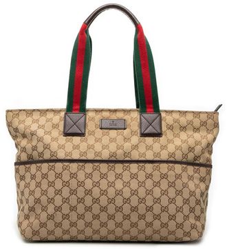 Gucci Shopper - GG Canvas Web Tote - Gr. unisize - in Braun - f&uuml;r Damen