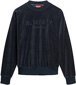 Superdry Sweat en Velours Graphique Boxy Crew Maillot de survêtement, Noir, 34 Femme
