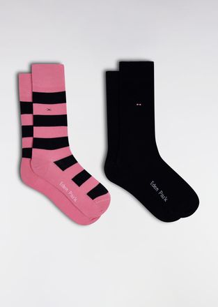Eden Park Lot De 2 Paires De Chaussettes En Coton Stretch Mélangé Roses Et Marine
