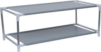 BESPORTBLE NUOBESTY Doppelschichtiges Schuhregal aus Metall Pantoffelregal für Schlafzimmer und Schlafsaal Platzsparender Schuhständer mit Rutschfester Ablage