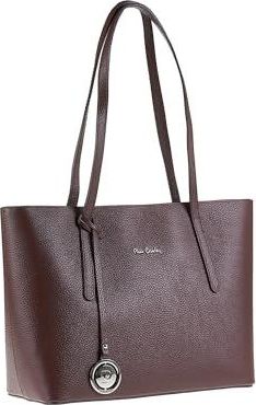 Pierre Cardin Sac &agrave; bandouli&egrave;re pour femme en cuir v&eacute;ritable Made in Italy 38 x 25,5 x 12,5 cm 1872, Chocolat, Taille unique