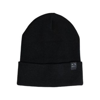 A|X Armani Exchange Homme, Accessoires, Noir, Taille: ONE Size Bonnet Beanie en Polyester Noir