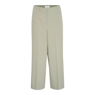 Soaked In Luxury Weite Gek&uuml;rzte Hose Shadow - - Trousers - Damen - Beige - M