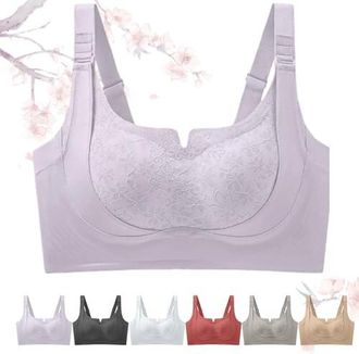 Generic Soutien-gorge gainant pour femme, soutien-gorge push-up puissant pour femme, couverture compl&egrave;te, soutien-gorge push-up sans couture, violet, XXL