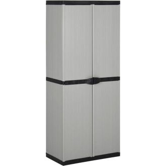 vidaXL Garten-Lagerschrank mit 3 B&ouml;den Grau & Schwarz 68x40x168 cm Vidaxl