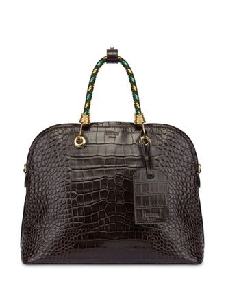 Moschino sac à main à logo embossé - Marron