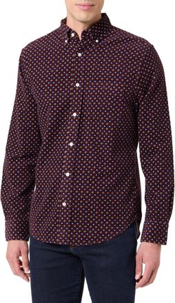 GANT Herren REG AOP Print Corduroy Shirt Hemd, Rot, L